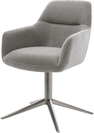 DELIFE Esszimmerstuhl Pejo-Flex Fu&szlig;kreuz Graphit Strukturstoff Soft Grau 360&deg; drehbar Wippfunktion Taschenfederkern