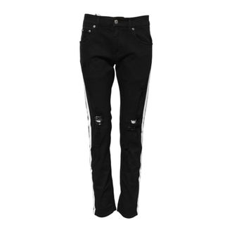 Dolce & Gabbana Wei&szlig;e Seitenstreifen Skinny Denim Jeans - - Jeans - Herren - Schwarzk - XS