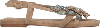 Alma En Pena Alma EN Pena, Femme, Chaussures, Beige, Taille: 38 EU Sandales Plates &agrave; Brides avec D&eacute;tail de Fleur