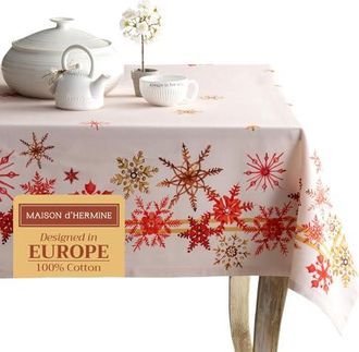 Maison d'Hermine Crystal Star Nappe 100% Coton pour Cuisine d&icirc;ner Table d&eacute;coration f&ecirc;te Mariage, f&ecirc;te m&egrave;res No&euml;l (Rectangle, 160cm x 220cm)