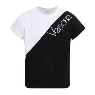 Versace Embroidered-Logo Stretch Cotton-Jersey Slim T-Shirt - - Tops - Herren - Schwarzk - XL