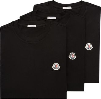 Moncler Moncler Logo Patch Cotton T-shirt (pack Of Three), Men, Black, Size: 4xl
