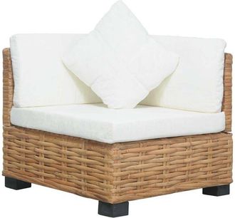 vidaXL Ecksofa mit Kissen Nat&uuml;rliches Rattan Vidaxl