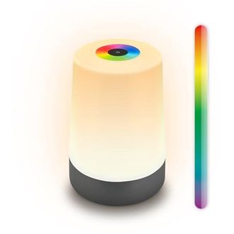 Briloner Lampe de table LED RGBW sans fil IP44 avec contr&ocirc;le tactile, intensit&eacute; lumineuse variable, batterie rempla&ccedil;able, lampe de chevet sans fil, lampe de sa