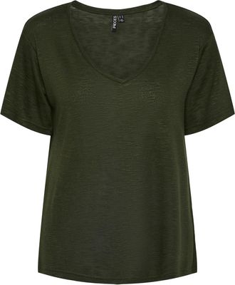 Pieces Damen T-Shirt Pcnollie Ss Top Noos XS Regular Herbst/Winter Einfarbig Duffel Bag V-Ausschnitt Halbarm