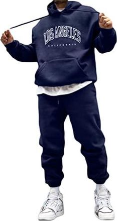 Minetom Homme Vêtement De Sport Survêtement 2 Pièces Ensemble Jogging Lettre Imprimée Sweats À Capuche Manches Longues Pantalon Décontracté Tenue De Couple A 