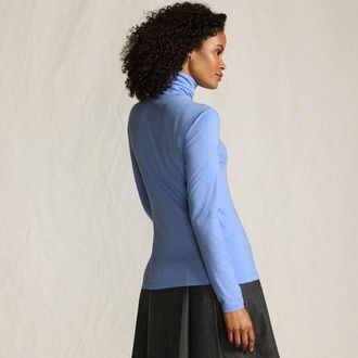 Lands End Rollkragenshirt aus Baumwoll/Modalmix, Damen, Gr&ouml;&szlig;e:44-46 petite, Blau, Baumwolle/Elasthan/Baumwolle Modal, by Lands End