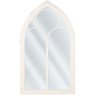 Beliani Beliani - Miroir Mural au Style Gothique en Forme de Vitrail M&eacute;tallique Blanc 62 x 113 cm pour Salon et Hall D&eacute;cor R&eacute;tro et Vintage