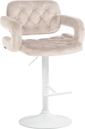 Clp Barhocker Dublin Mit Samt-Bezug I H&ouml;henverstellbar, Farbe:Creme, Material Gestell:Metall matt Weiss