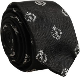 Dolce & Gabbana Crest Emblem Silk Necktie - Black