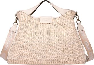 soccx Unisex Hobo Bag im Häkel-Design mit Logo-Wechselgurt Ivory None