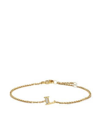 David Yurman bracelet Petite Pavé Initial en or jaune 18ct pavé de diamant