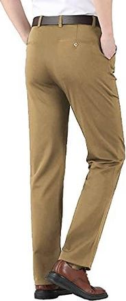 Generic Pantalon de costume noir pour homme - Pantalon de travail formel - Coupe ajustée - Pantalon droit extensible - Pantalon de travail durable - Pantalon 