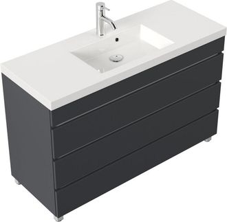 Magnolia Home Stand Badm&ouml;bel GENEVA 120 SoftClose grafit mit 3 grifflosen Schubladen
