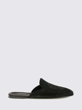 Dolce & Gabbana Chaussures slip-on en cuir su&eacute;d&eacute; avec logo DG brod&eacute;
