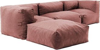 Oviala Oviala - Canap&eacute; de jardin modulable 4 places terracotta - Tissu r&eacute;sistant aux intemp&eacute;ries - Structure solide avec fixation acier inoxydable - Confort