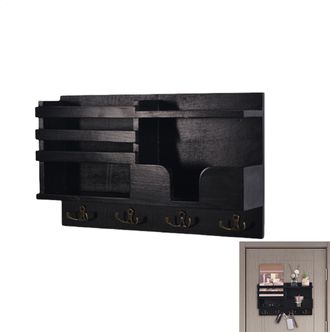 Generic Wandmontierter Mantel mit, hängendes Holzregal mit Haken, umfangreiche Anwendung, Landhaus-Dekorationsständer mit, Wand-Organizer