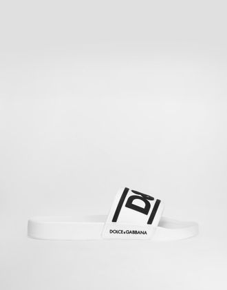 Dolce & Gabbana Badepantolette Aus Gummi Mit Dg-logo - Mann Sandalen Und Slides Schwarz Gummi 41