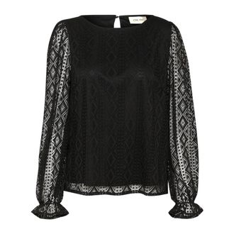 Cream Elegante Schwarze Bluse mit Puff&auml;rmeln - - Blouses & Shirts - Damen - Schwarzk - 3XL