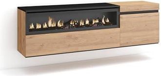 Skraut Home | TV-Schrank, Lowboard | f&uuml;r Wohnzimmer und Esszimmer | 150x45x35cm | F&uuml;r TV-Ger&auml;te bis zu 65 | Elektrokamin. Ma&szlig;e | H&auml;ngend | Moderner Stil | Eiche S