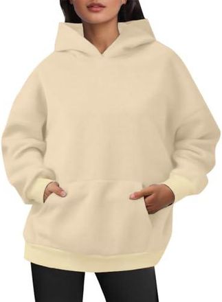 Generic Sweat &agrave; capuche surdimensionn&eacute; pour femme - Tendance - Long et cool - Avec capuche - Grande taille - Manches longues avec poches - Tenue unie - Y2K - 