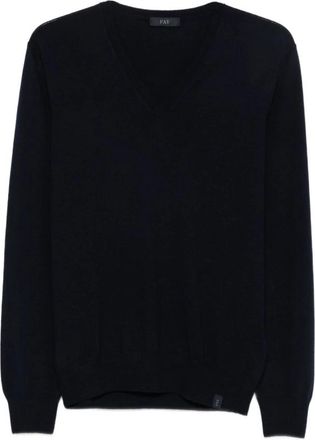 Fay V-Ausschnitt Strickware - - Knitwear - Herren - Blau - 3XL