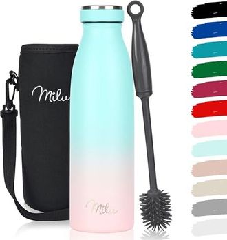 Milu Bouteille deau en Acier Inoxydable - Double paroi isolée sous vide - Bouche Standard Gourde - 350ml 500ml / 750ml / 1000ml/ 1.5l - sans BPA - Thermo G