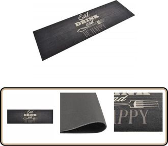 vidaXL Vidaxl - Tapis de cuisine lavable impression cuisine noir 60x180 cm - Tapis De Cuisine - Tapis Absorbant - Tapis Décoratif - Tapis Moderne - Tapis