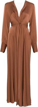 Nouvelle/Silk95Five Femme, Robes, Brun, Taille: 38 FR Robe Trap&egrave;ze &agrave; Col en V et Ceinture &agrave; Nouer
