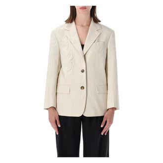 Dries Van Noten Einknopf-Sakko mit Blumenstickerei - - Jackets - Damen - Beige - M