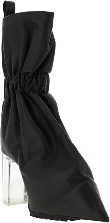 Rick Owens Cuffed Plexiglass Heel Ankle Boot - Black