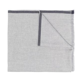 Brunello Cucinelli Grauer Gestrickter Woll-Kaschmir-Fransenschal - - Accessories - Herren - Grau - ONE SIZE