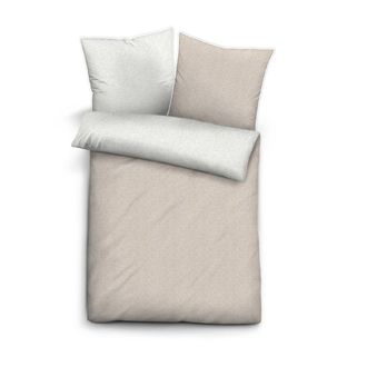 Biberna 0840500 Wende-Bettw&auml;sche Garnitur mit Kopfkissenbezug Melange-Flanell 1x 155x220 cm + 1x 80x80 cm, kitt