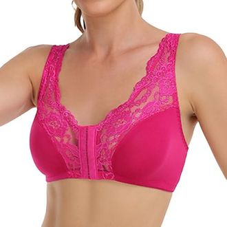 Generic X Reif Soutien-gorge en dentelle pour femme avec fermeture avant en &eacute;ponge pour personnes &acirc;g&eacute;es Grande taille Soutien-gorge &agrave; couverture compl&egrave;te Sout
