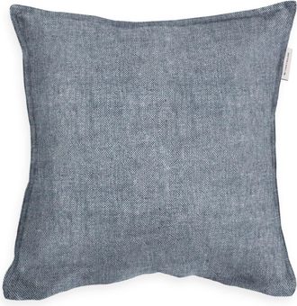 Tom Tailor Melange-Kissenh&uuml;lle, 40x40 cm, 40% Baumwolle/ 25% Viskose / 35% Polyester, Mit Stehsaum und Markenrei&szlig;verschluss, WOVEN MELANGE Blau (Soft Navy)