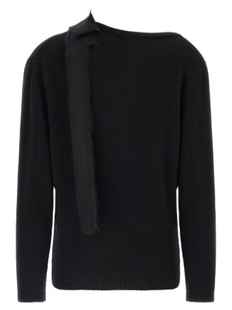 Alberta Ferretti Asymmetrical Bow Cashmere Sweater - Black