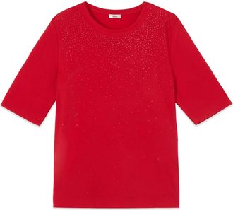 Oltre Femme, Tops, Rouge, Taille: 38 FR T-shirt avec clous d&eacute;grad&eacute;s