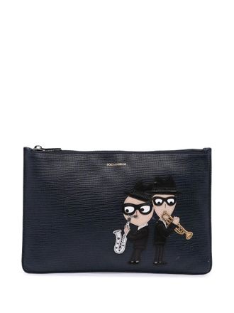 Dolce & Gabbana pochette en cuir DG Family (2000-2024) - Noir