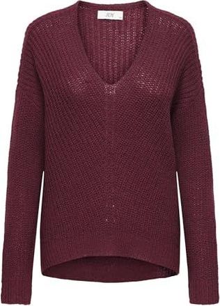 Jacqueline de Yong JdY Jdynew Megan L/S Pullover KNT Noos Pull en Tricot avec col en V, Bordeaux, M Femme