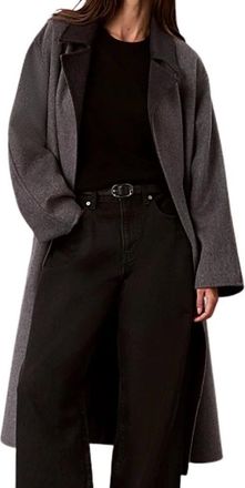 Calvin Klein Manteau crois&eacute; en laine m&eacute;lang&eacute;e - Femme - Manteaux - Gris - Taille: 38 FR
