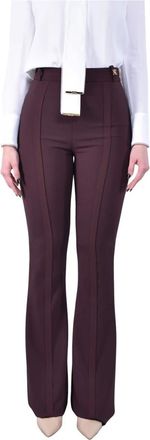 Elisabetta Franchi Femme, Pantalons, Brun, Taille: 42 FR Pantalon &Eacute;vas&eacute; en Cr&ecirc;pe Stretch Double