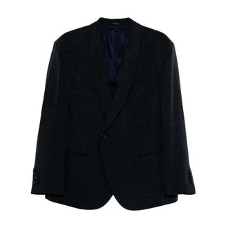 Giorgio Armani Blazer &agrave; rayures tennis &agrave; un bouton - Homme - Vestes - Bleu - Taille: XL