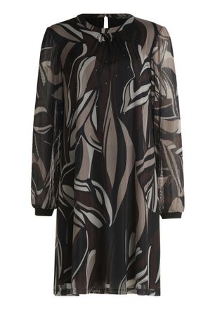 Betty Barclay Damen Chiffonkleid Langarm 46, Taupe/Black