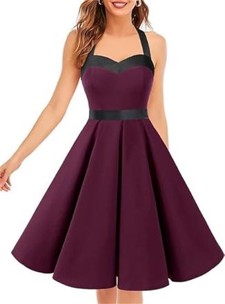 Dresstells Cocktailkleid Damen Festliche Kleider Abschlusskleid Rockabilly Weihnachtskleid Vintage Abendkleider Elegant F&uuml;r Hochzeit Gro&szlig;e Gr&ouml;&szlig;en Burgundy Black 