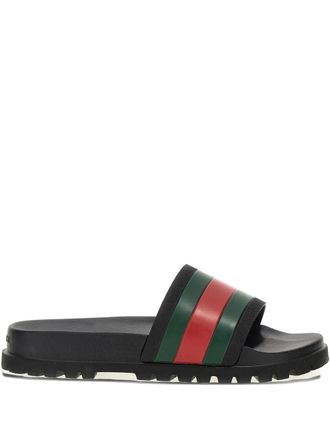 Gucci Pantoletten mit Web - Schwarz