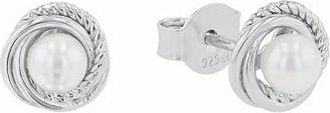 Amor Cupidon Stud Boucles doreilles Boucles doreilles en argent sterling 925 Boucles doreilles pour femmes, avec perle de coquillage, 0,8 cm, blanc, livré 