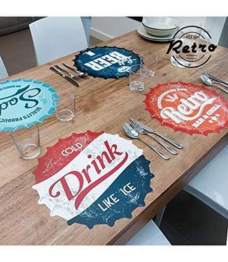 Out of the Blue 4 Sets de Table Vintage/Th&egrave;me Capsule Soda/Dimensions : 38 x 38 cm