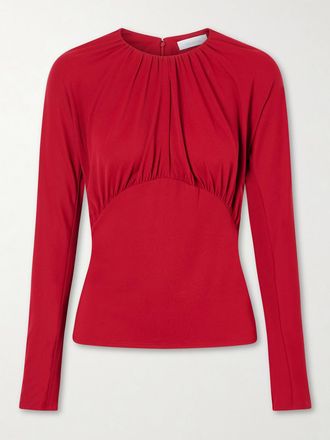 Paco Rabanne Bluse Aus Chiffon Mit Raffungen - Rot