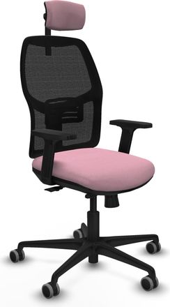 Piqueras y Crespo Palo Alfera Schreibtischstuhl mit 2D-Armen, h&ouml;henverstellbare Lendenwirbelst&uuml;tze und h&ouml;henverstellbares Kopfteil, Schwarz / Rosa