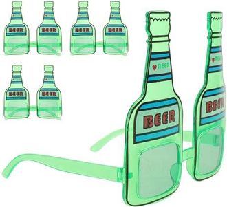BESTONZON Lot de 4 Lunettes de Soleil Fantaisie de Bouteille de Bi&egrave;re Verte Accessoires Photo Amusants pour Pool Party F&ecirc;te D&Eacute;t&eacute; Plage et Remise de Dipl&ocirc;mes L&eacute;g